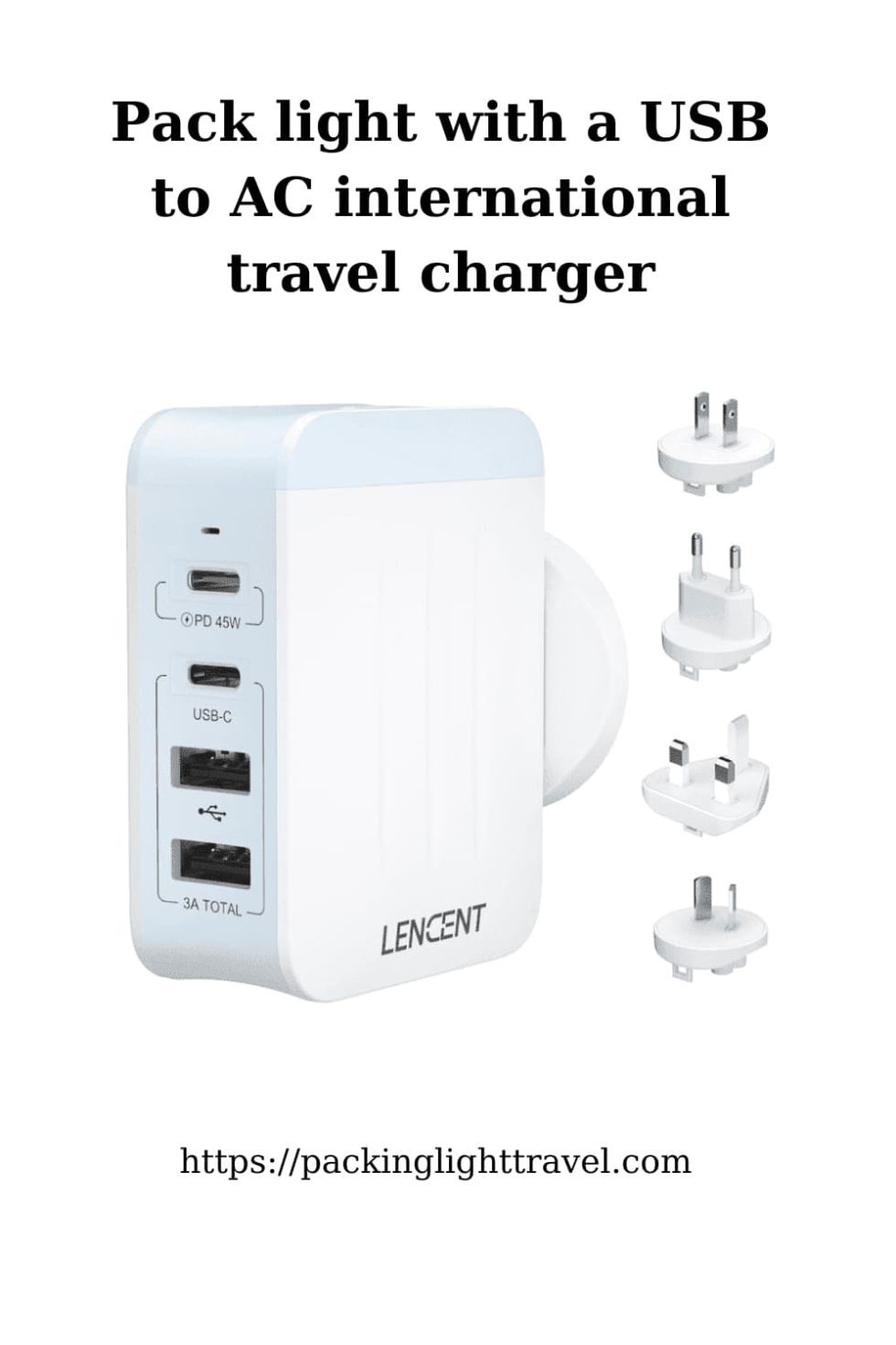 Pack light with a USB to AC international travel charger